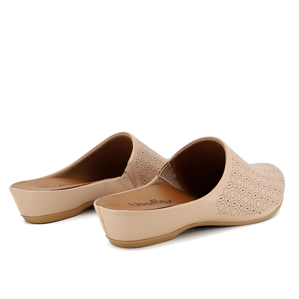 Mule Rosa Salto Embutido Couro Laser 39