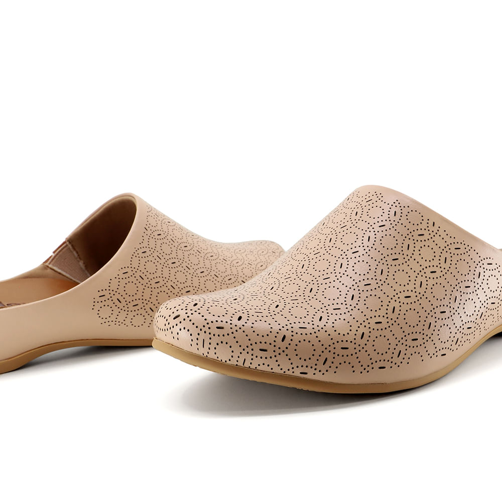 Mule Rosa Salto Embutido Couro Laser 39